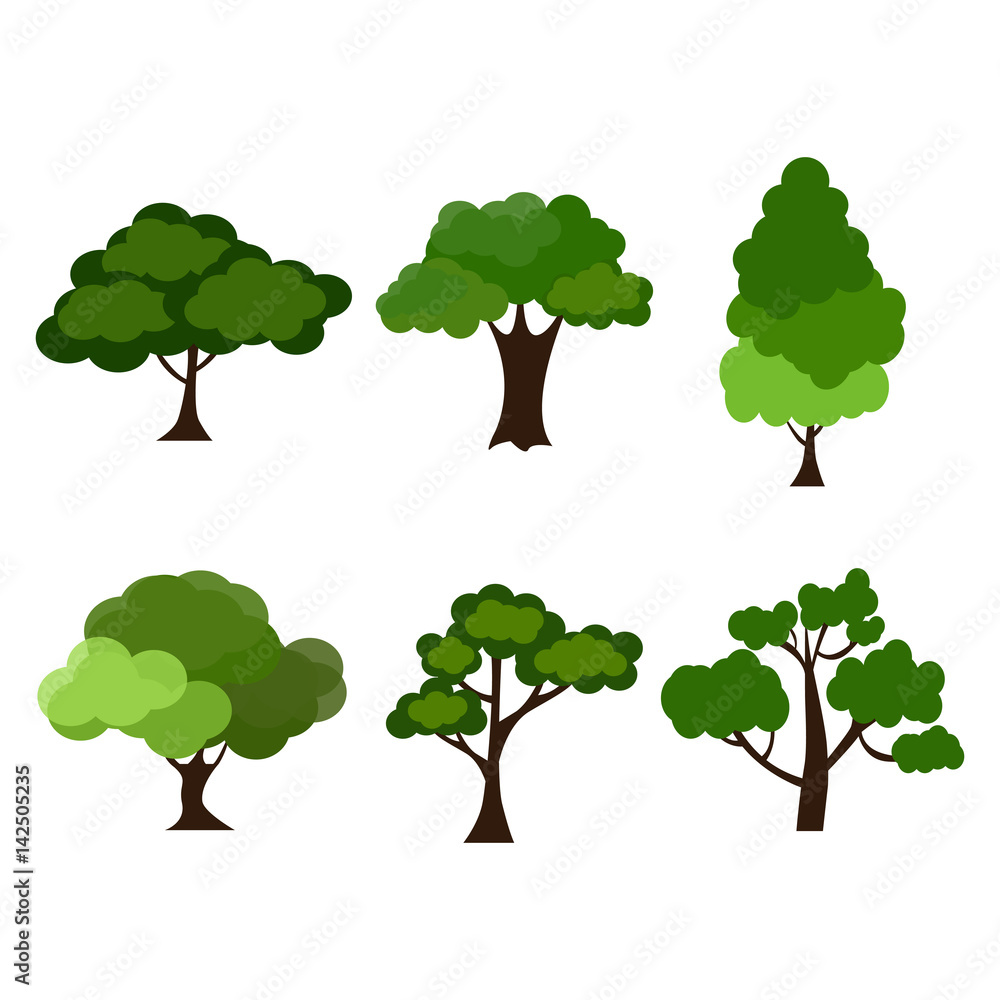 Cartoon garden green tree vector illustration. Stock Vector | Adobe Stock
