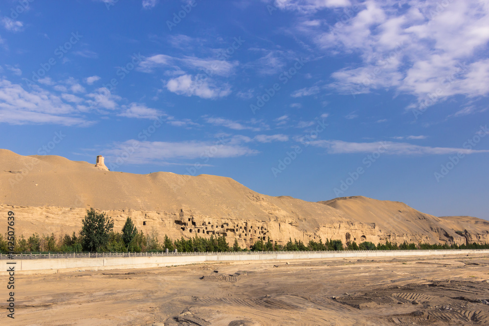 Dunhuang, China - August 05, 2014: Landscape near the Mogao caves in ...