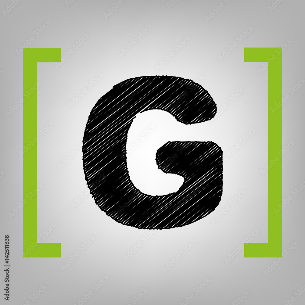 Letter G sign design template element. Vector. Black scribble icon in ...