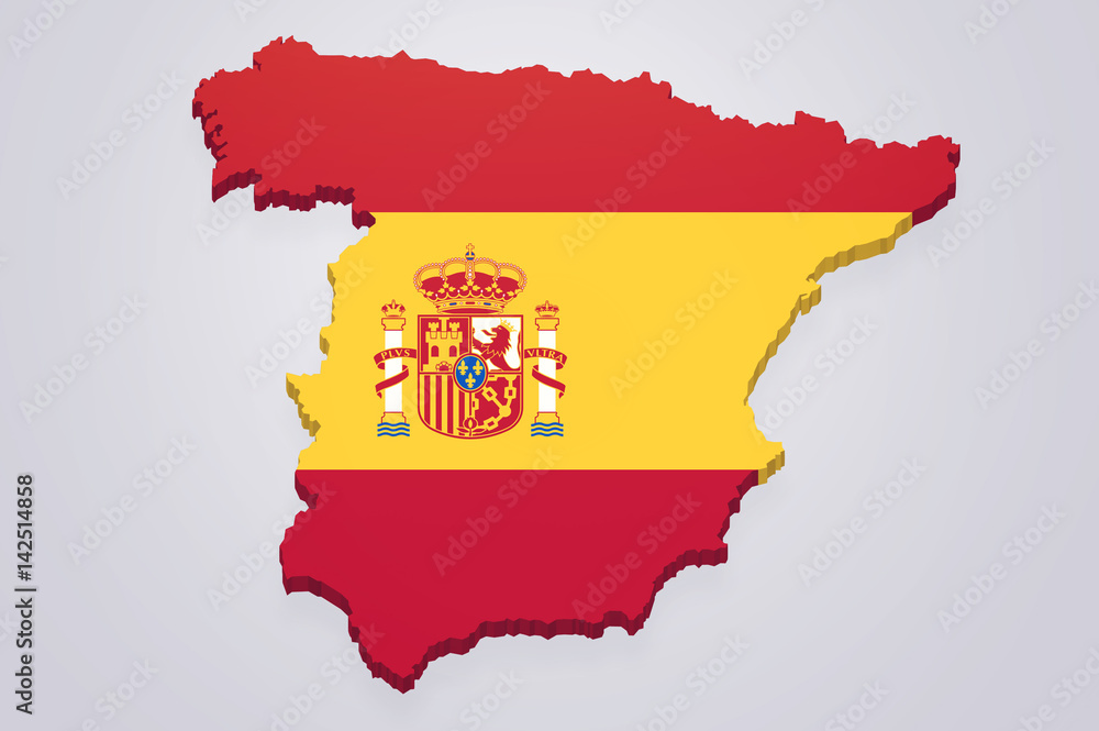 Spain 3D map with flag white background Stock Photo | Adobe Stock
