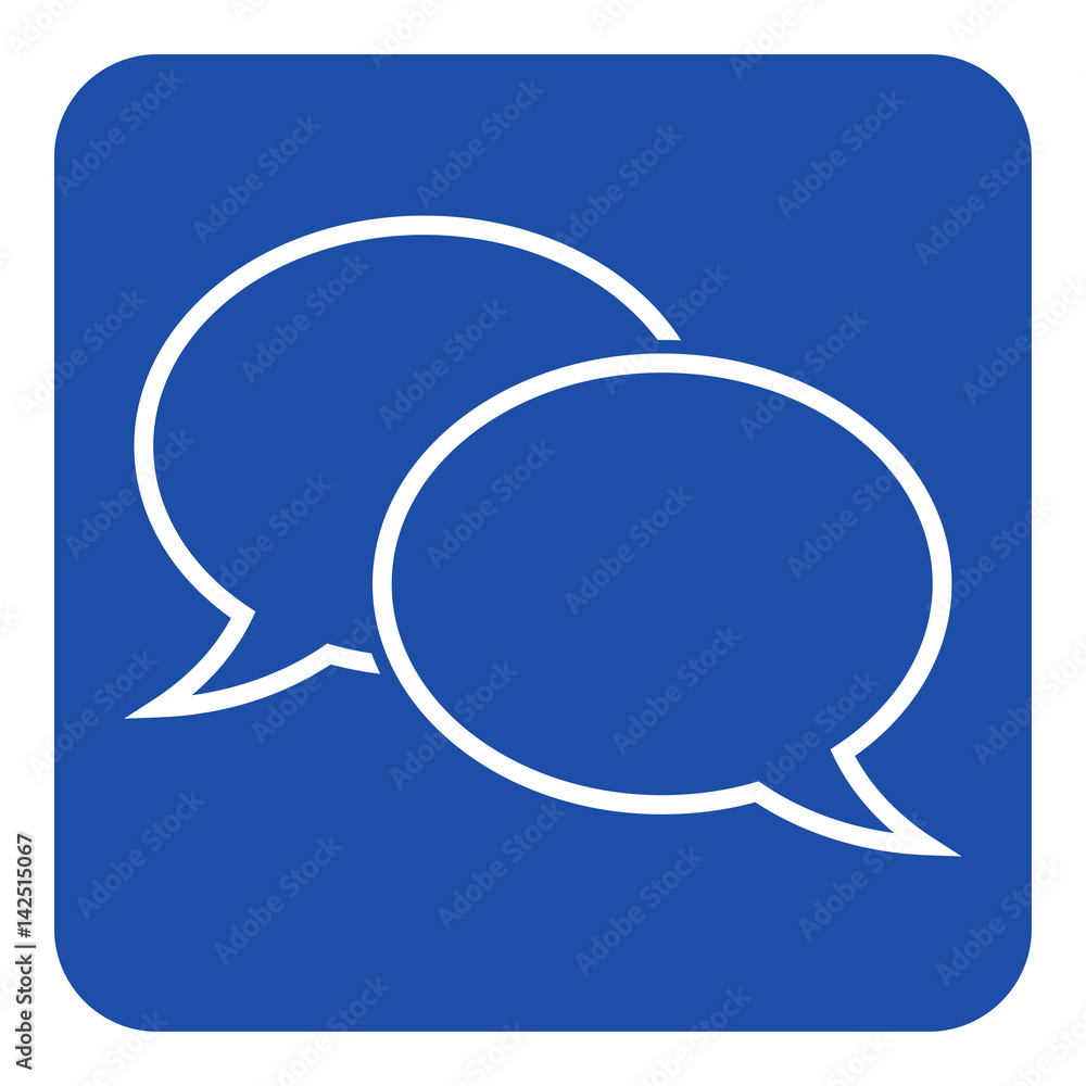 blue, white sign - two outline speech bubbles icon Stock Vector | Adobe ...