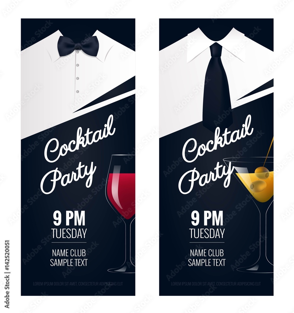 Cocktail Party invitation. Flyer or poster design with cocktail glass ...