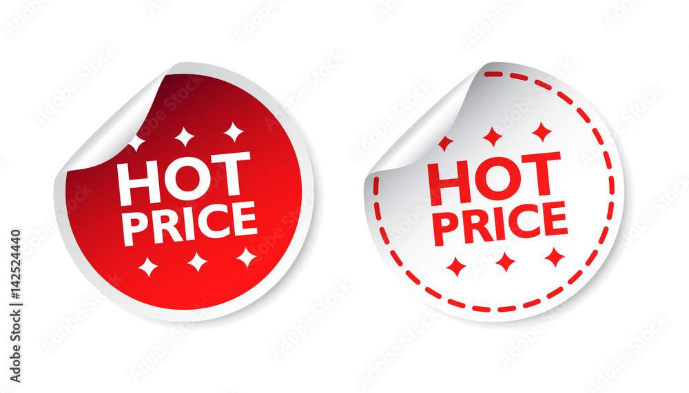 Hot price sticker. Business sale red tag label vector illustration on ...