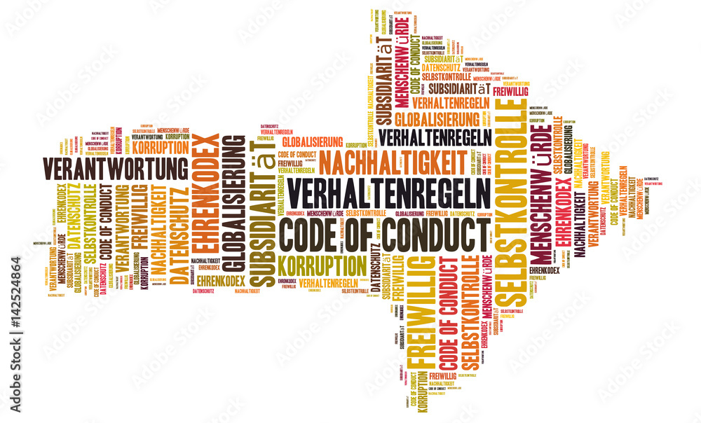 Code of conduct word cloud shaped as a arrow Stock Illustration | Adobe ...