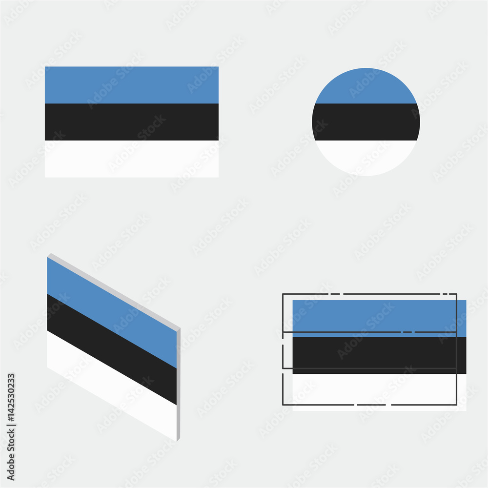 flag with flat design, circle design, isometric design and line design ...