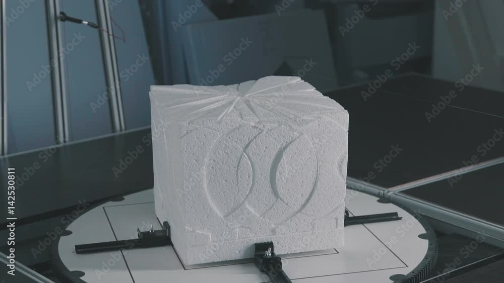 Cutting plastic foam. The process of creating volumetric figures of ...