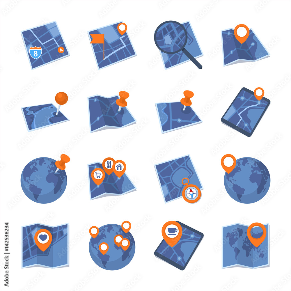 Maps & Navigation Icons - Set 1 Stock Vector | Adobe Stock