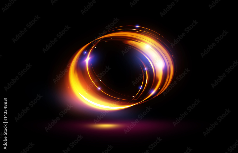 Glow effect. Ribbon glint. Abstract rotational border lines. Power ...