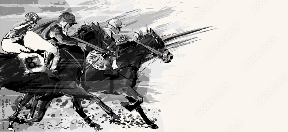 Horse racing over grunge background Stock Vector | Adobe Stock