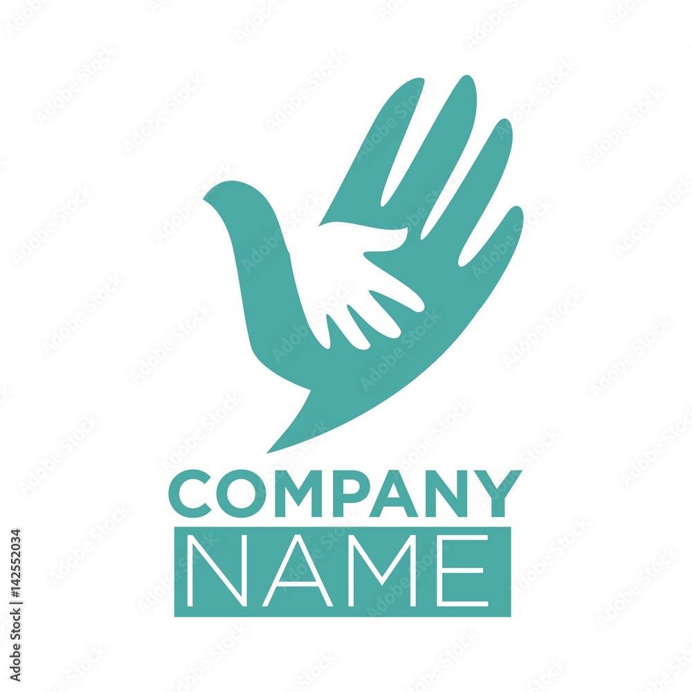Dove bird symbol of hand in hands vector icon template Stock Vector ...