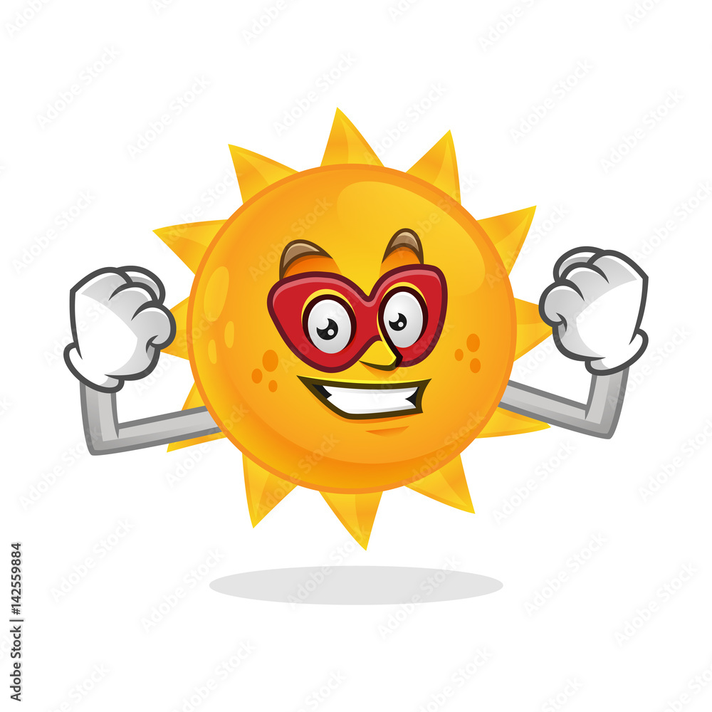 Superhero sun mascot, superhero sun character, sun cartoon vector Stock ...