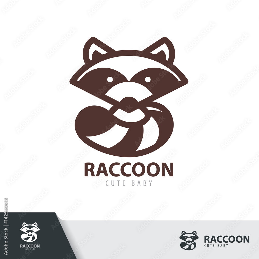 Raccoon symbol icon design isolated on white background. Stock Vector ...