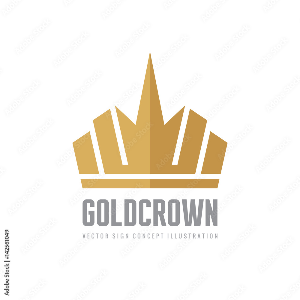 Gold Crown - vector logo template concept illustration. Design element ...