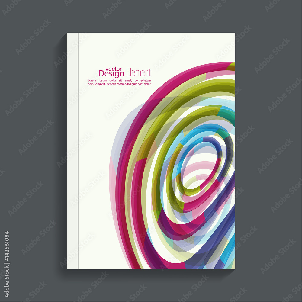 Magazine Cover with colored geometric shapes. For book, brochure, flyer ...