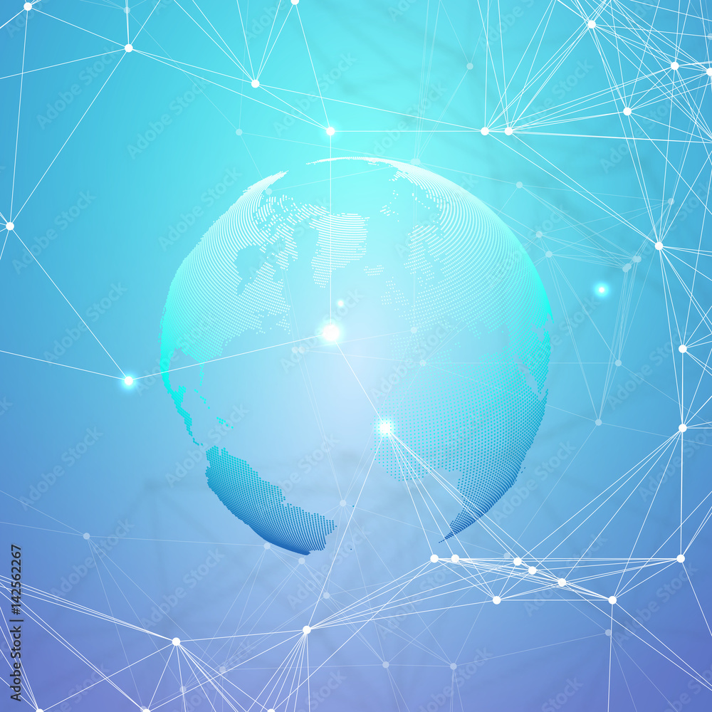 Abstract futuristic network shapes. High tech HUD background, connecting lines and dots ...