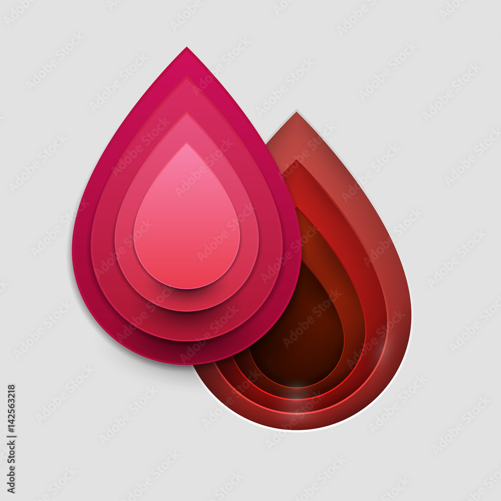 Paper art cartoon water drop in realistic trendy craft style. Modern ...