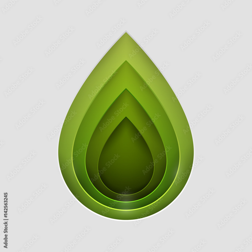 Paper art cartoon water drop in realistic trendy craft style. Modern ...