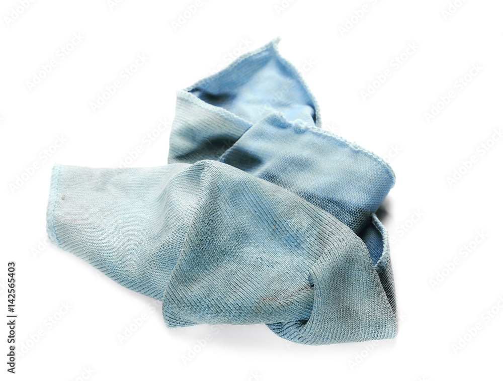 Crumpled blue microfiber cloth isolated on white background Stock Photo ...