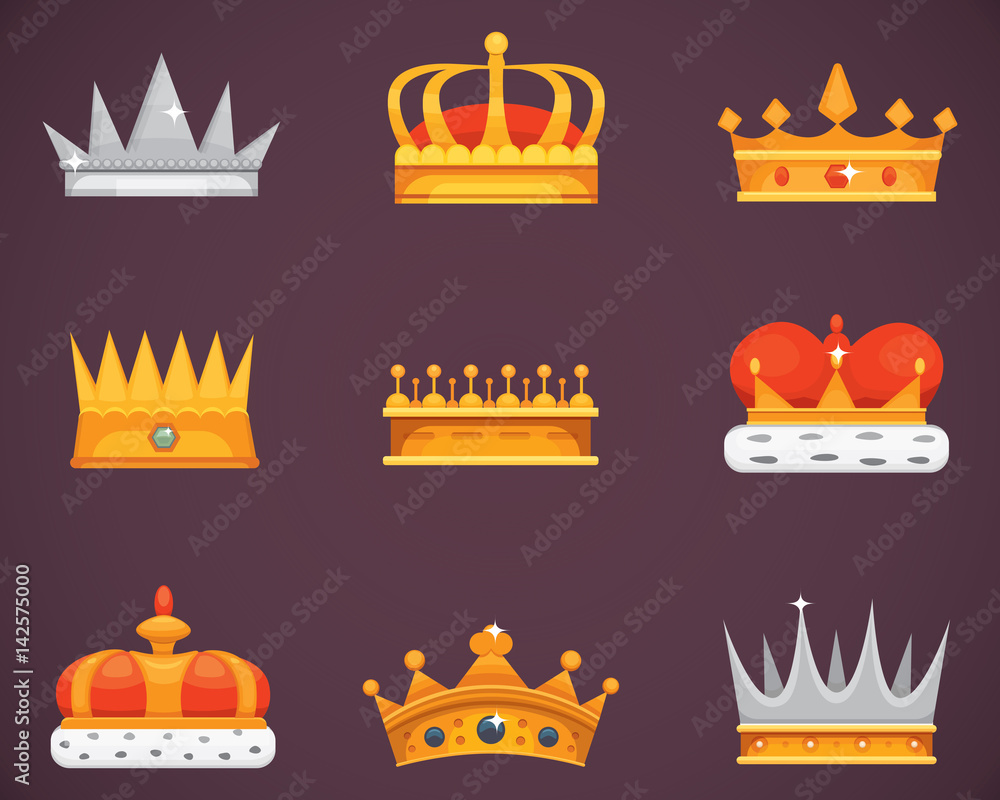 Collection of crown icons awards for winners, champions, leadership ...
