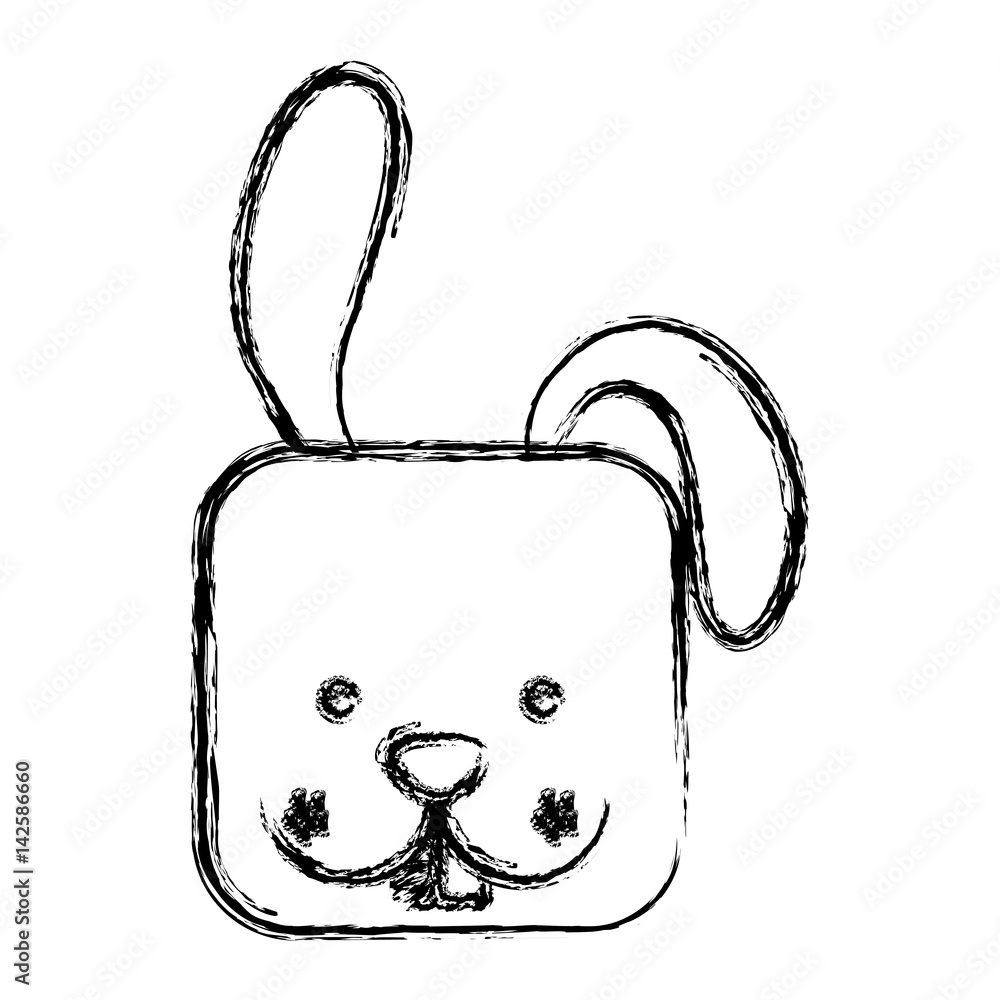 figure square rabbit face animal, vector illustration Stock Vector ...