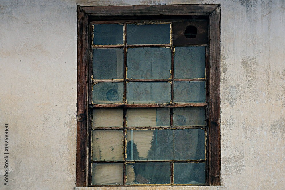 Windows and exterior wall of an old abandoned house Stock Photo | Adobe ...