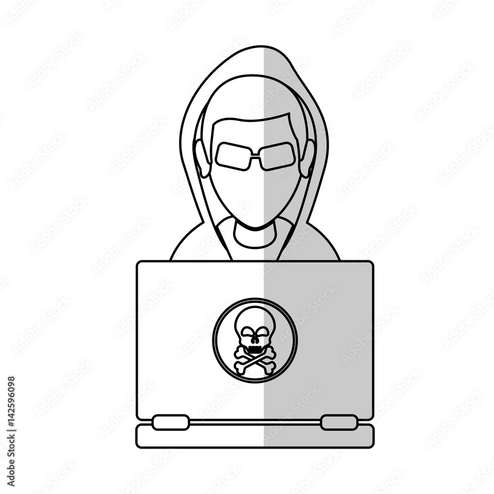 hacker man cartoon icon over white background. vector illustration ...