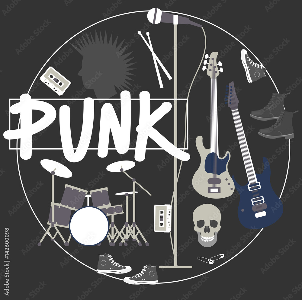 Punk rock music. Vector illustration. Stock Vector | Adobe Stock