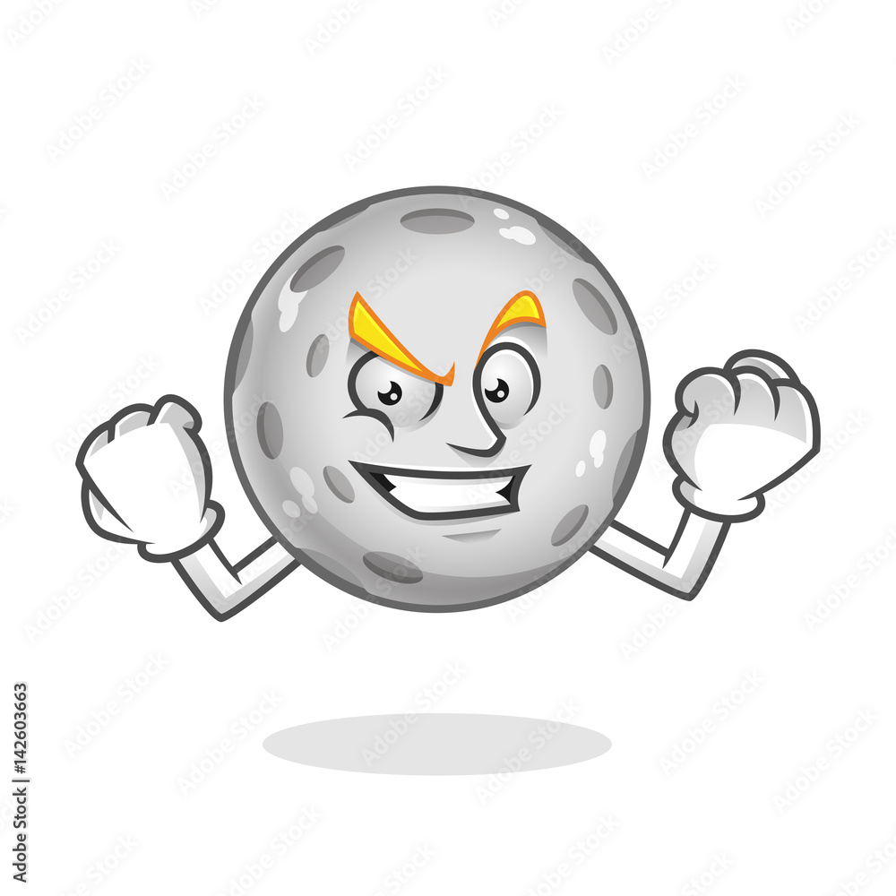 Strong and Confident moon mascot, moon character, moon cartoon vector ...