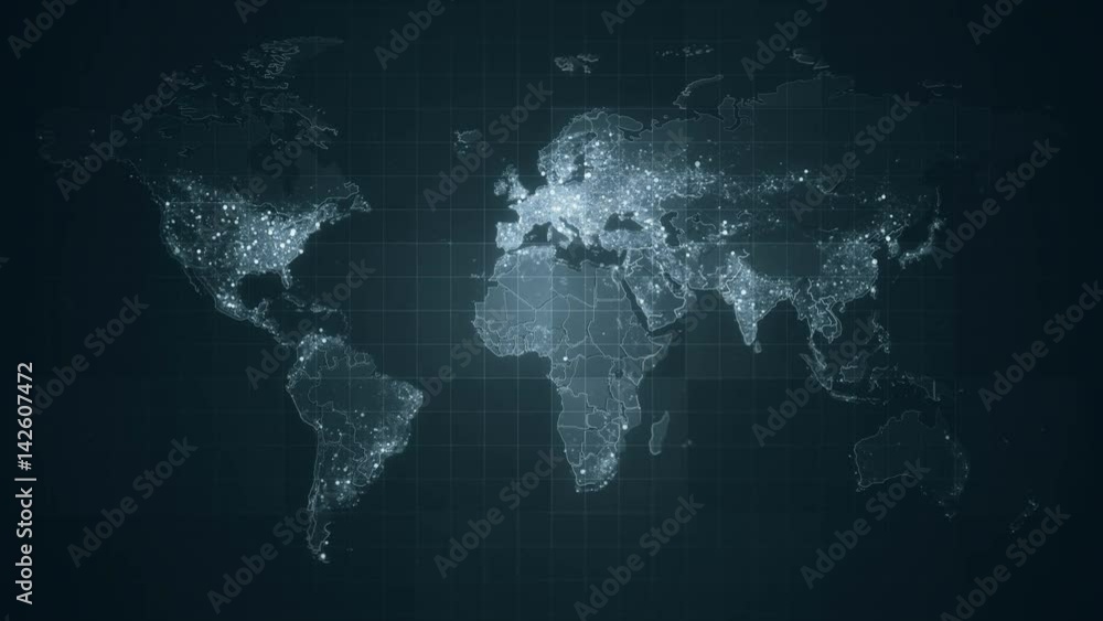 Global Grey World Map Loop. This animated World map with visual effects ...