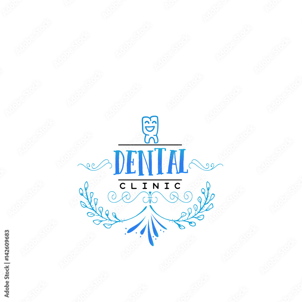 Typographic badges - Dental clinic. On the basis of script fonts ...