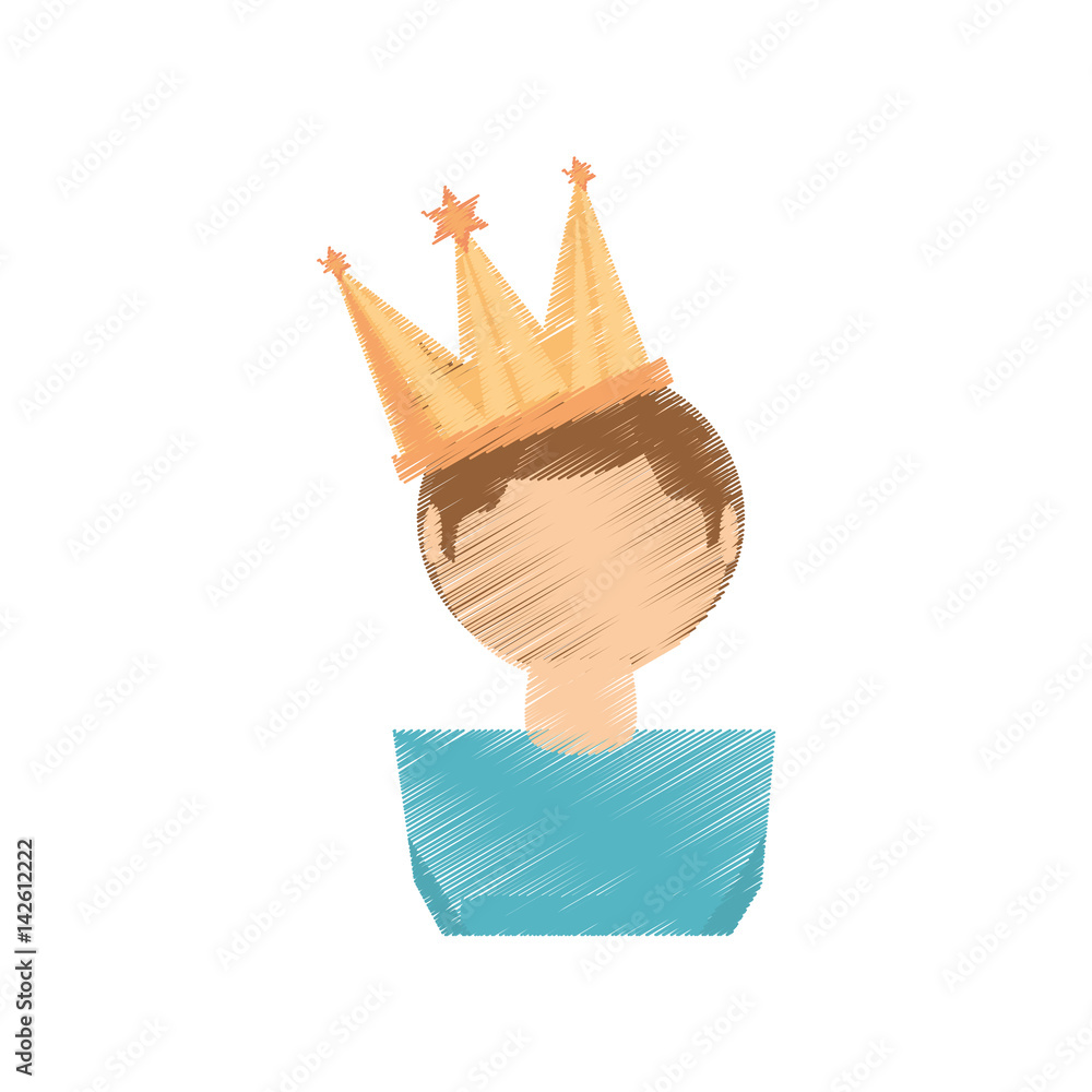 drawing guy party crown vector illustration eps 10 Stock Vector | Adobe ...