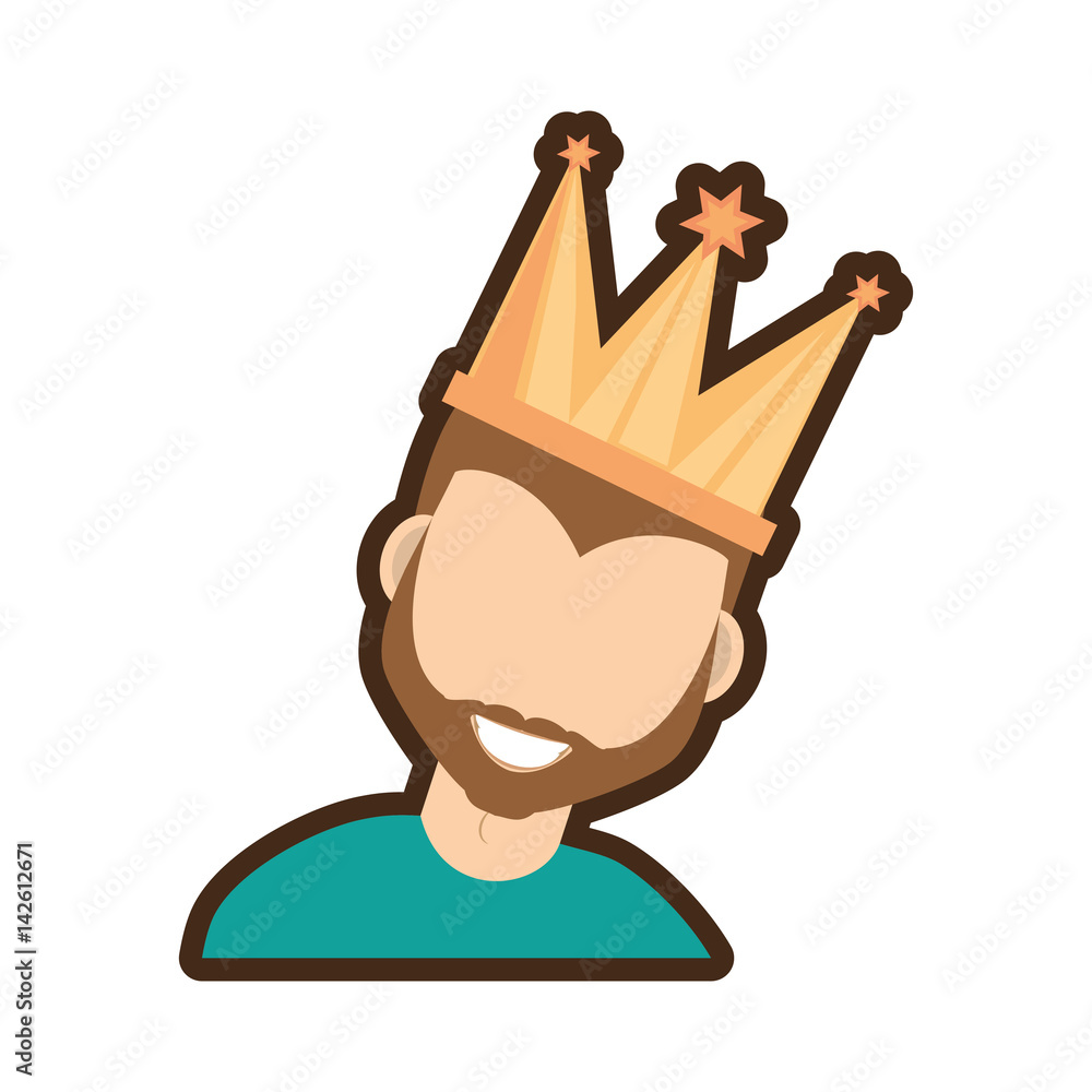 face man smile with crown vector illustration eps 10 Stock Vector ...