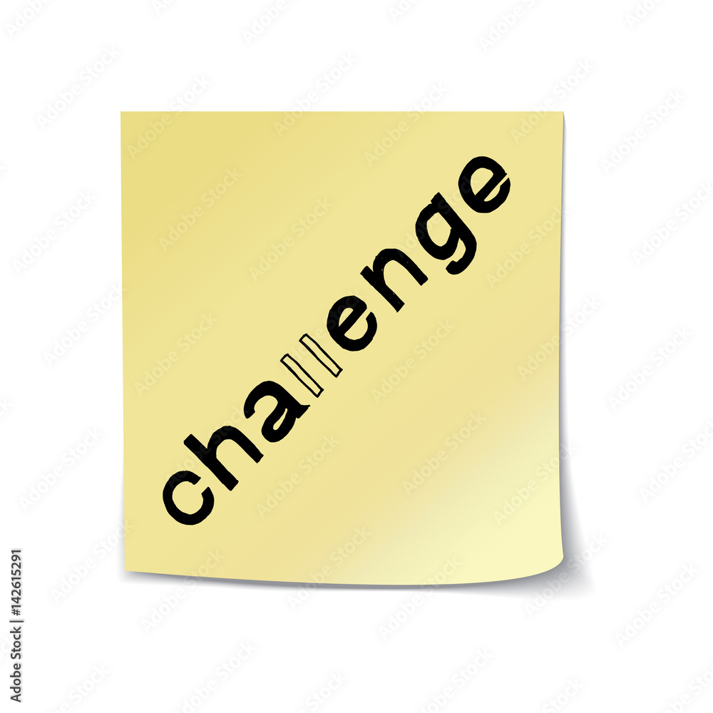 Challenge - Hand Drawn Lettering on Sticky Note Template. Vector ...