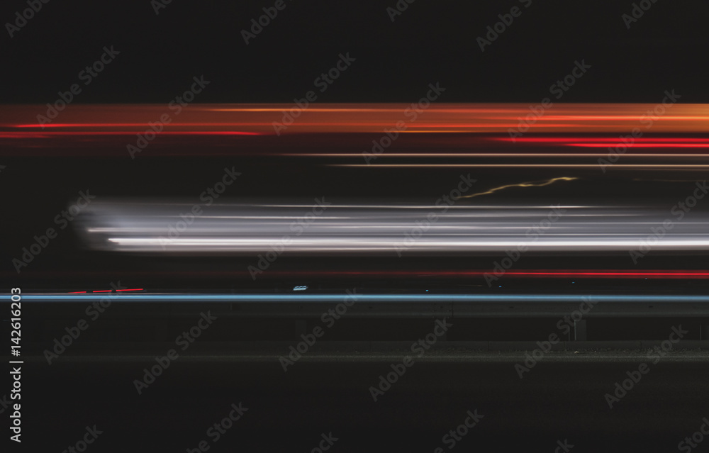 Super fast car lights in minimal style. Motion colorful urban ...