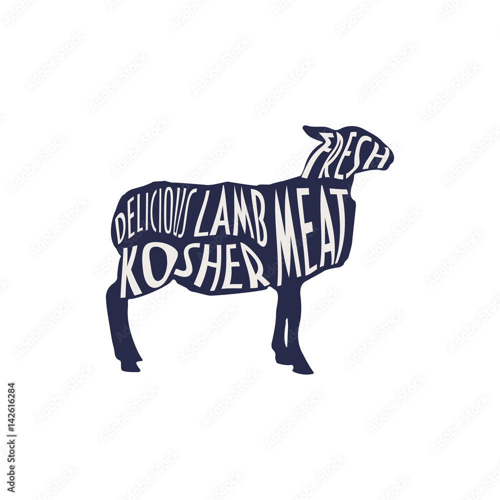 Meat Label of kosher lamb meat Stock Vector | Adobe Stock