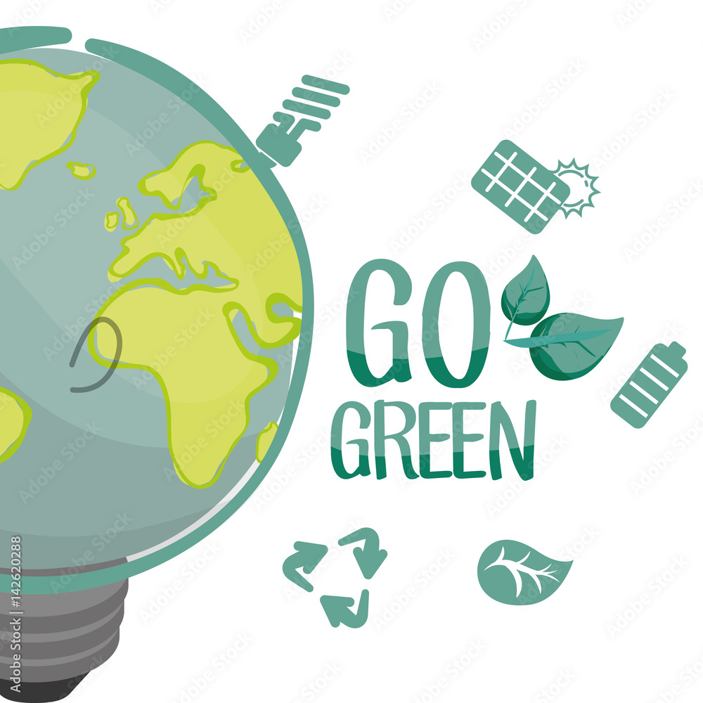 go green environment bulb panel recycle vector illustration eps 10 Stock Vector | Adobe Stock