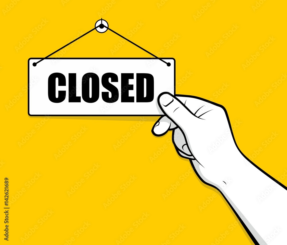 Man hand turning closed sign Stock Vector | Adobe Stock