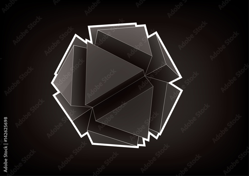 Vector polyhedron with triangular extruded faces for graphic design on ...