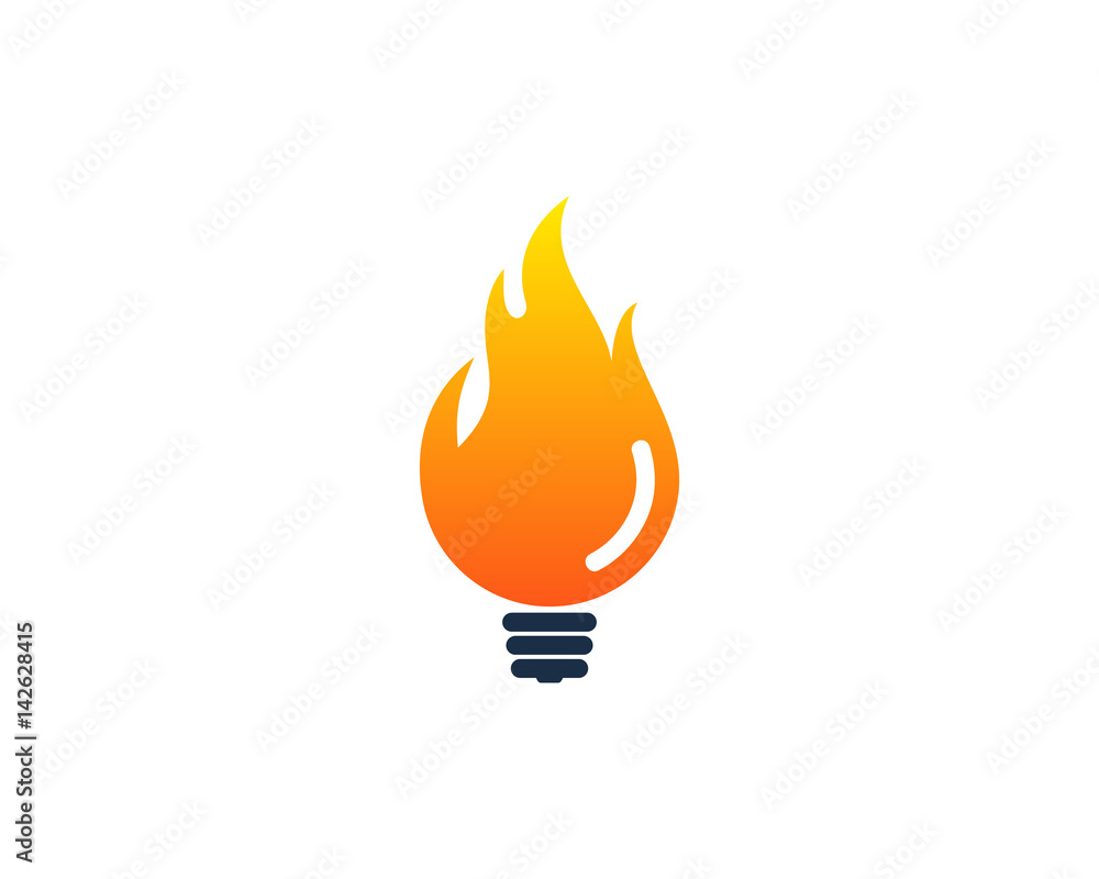 On Fire Idea Icon Logo Design Element Stock Vector | Adobe Stock