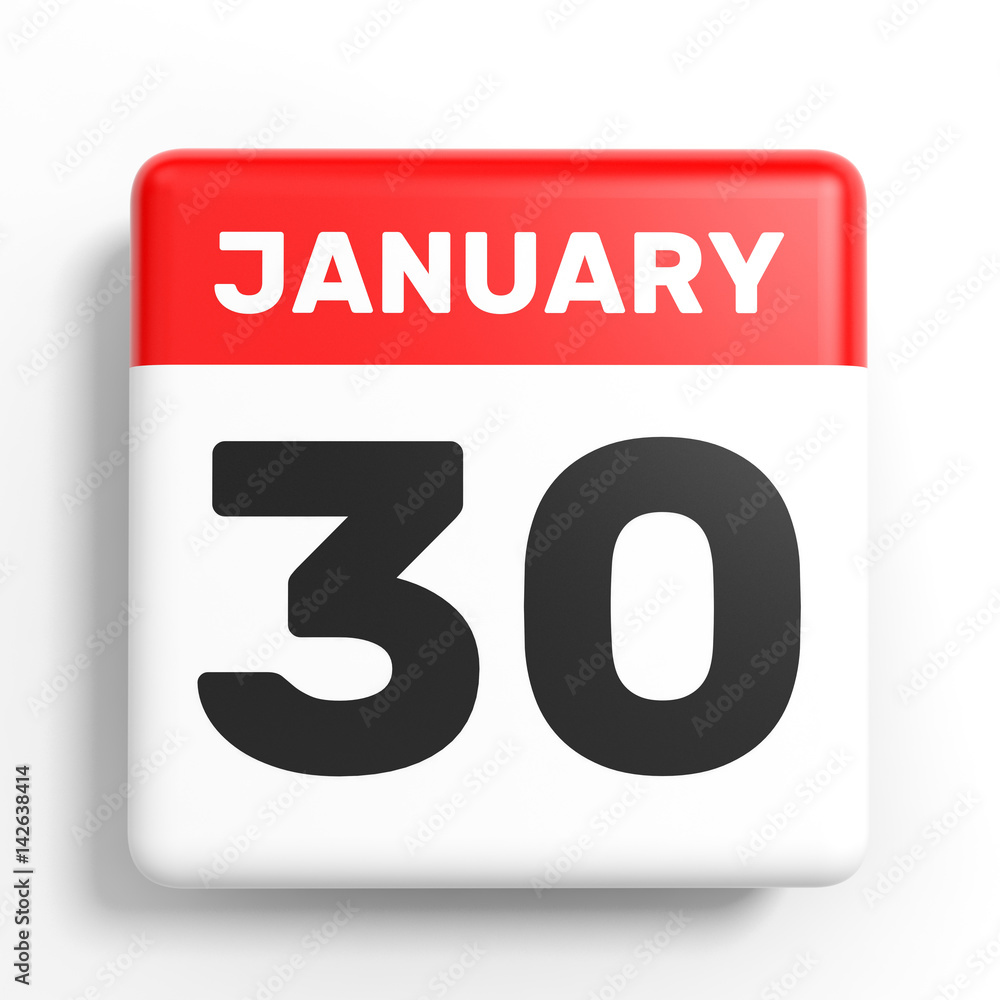 January 30. Calendar on white background. Stock Illustration | Adobe Stock