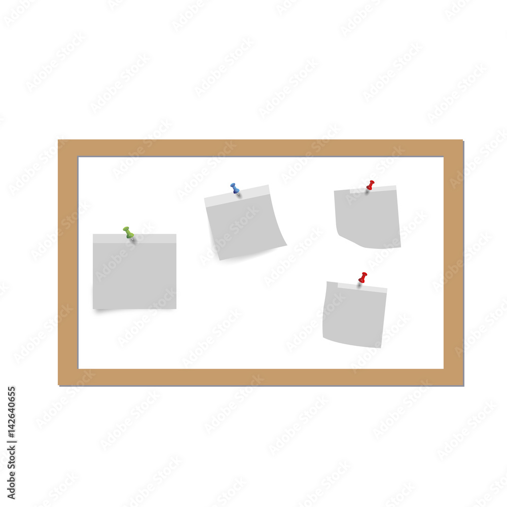 Bulletin board hanging on brick wall full of tasks on sticky note cards ...