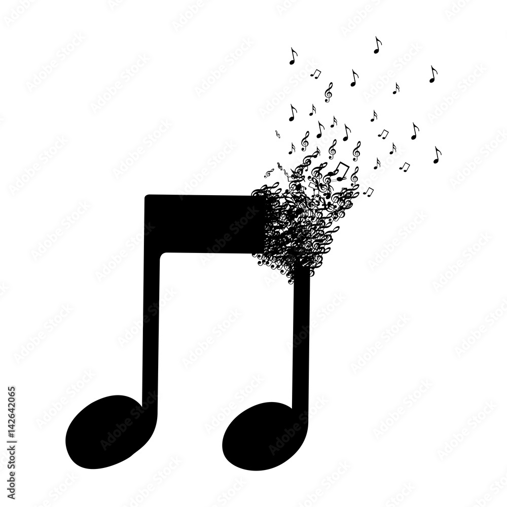monochrome background with musical note with top fading vector ...