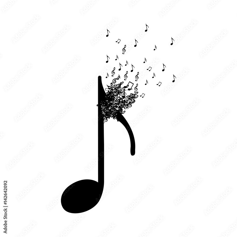 monochrome background with quaver note with top fading vector ...