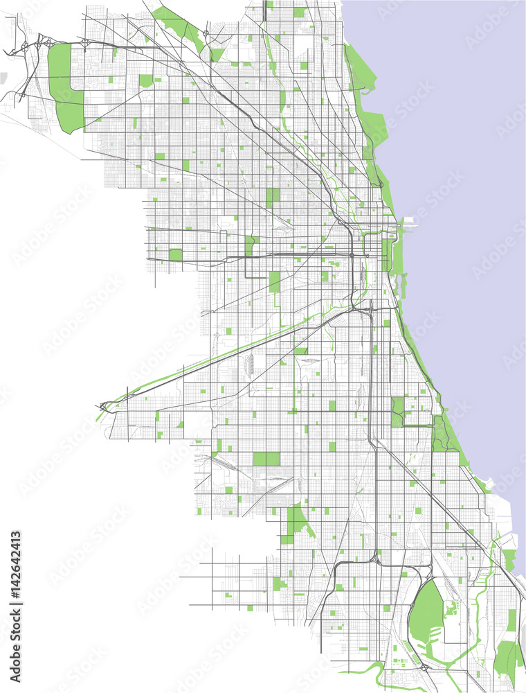 vector map of the city of Chicago, USA Stock Vector | Adobe Stock