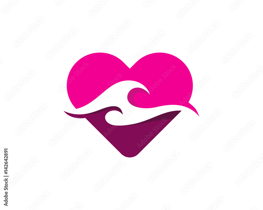 Love Wave Icon Logo Design Element Stock Vector | Adobe Stock