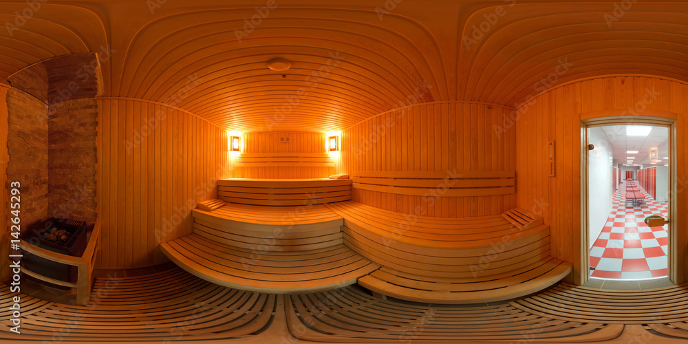 Virtual tour inside the sauna in the locker room of the sports club ...
