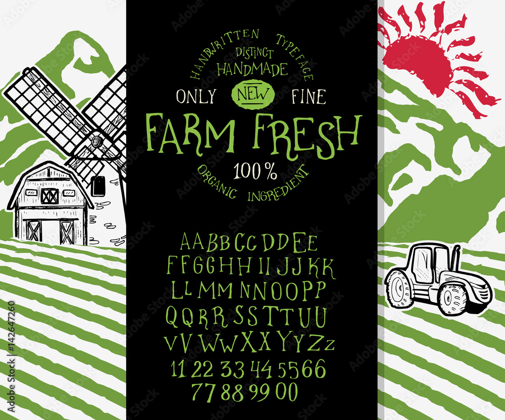 Organic handwritten font FARM FRESH. Hand crafted typeface design ...