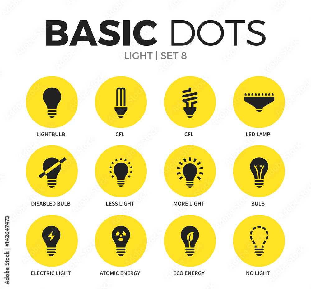 Light flat icons vector set Stock Vector | Adobe Stock