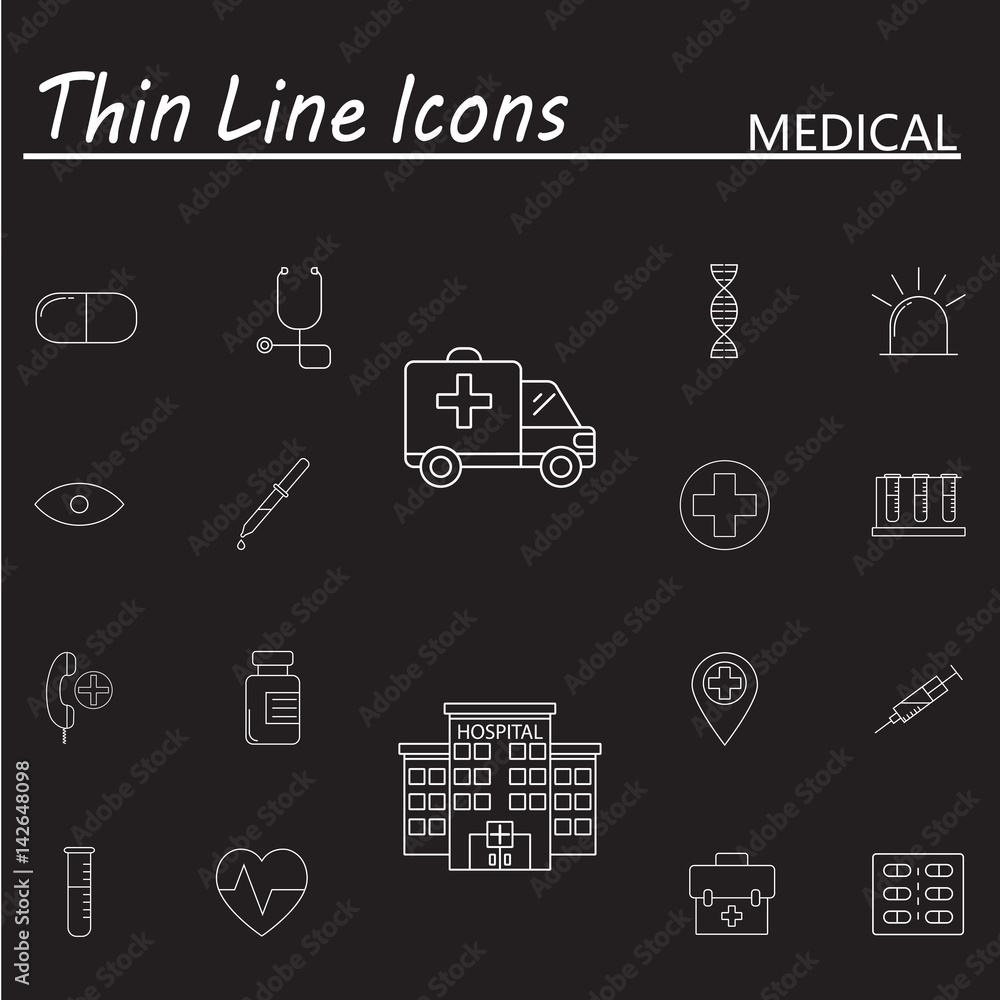 Medicine and Health line icons set, Medical outline vector symbol ...