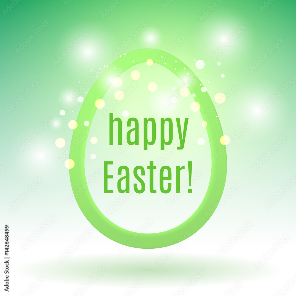 Beautiful Easter egg from a strip on a green background with glow and ...